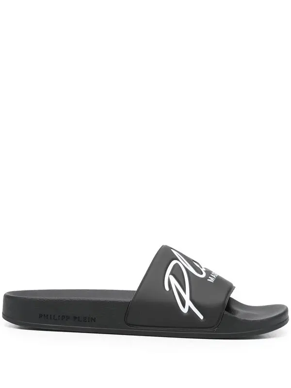 Philipp Plein Logo-print Slides - Black