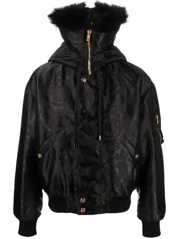 Versace Baroque-print Shearling-lined Jacket