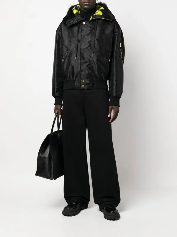 Versace Baroque-print Shearling-lined Jacket