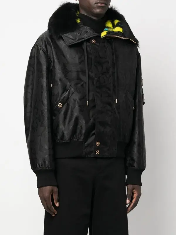 Versace Baroque-print Shearling-lined Jacket