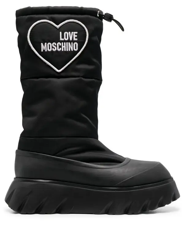 Moschino Padded Heart-patch Ankle Boots - Black