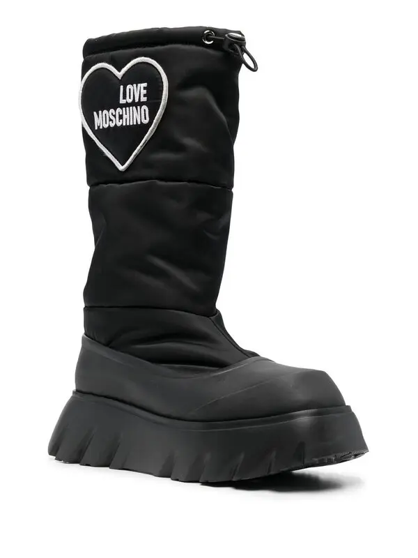 Moschino Padded Heart-patch Ankle Boots - Black