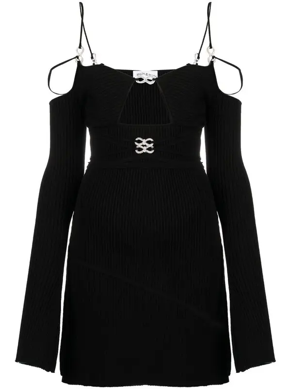 Mach & Mach Crystal-embellished Bow Mini Dress
