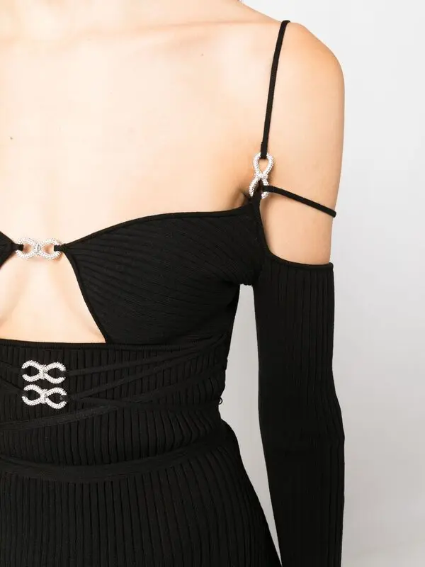 Mach & Mach Crystal-embellished Bow Mini Dress