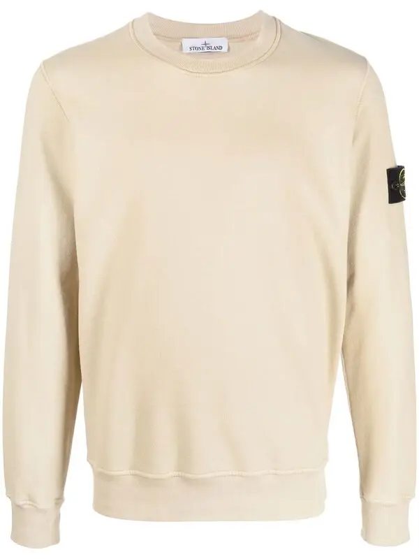 Stone Island Compass-patch Cotton Sweatshirt - Neutrals