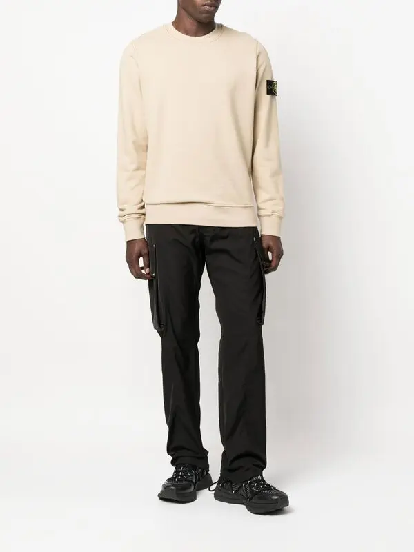Stone Island Compass-patch Cotton Sweatshirt - Neutrals