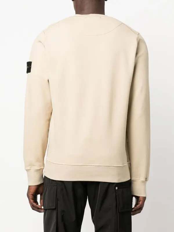 Stone Island Compass-patch Cotton Sweatshirt - Neutrals