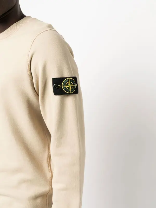 Stone Island Compass-patch Cotton Sweatshirt - Neutrals