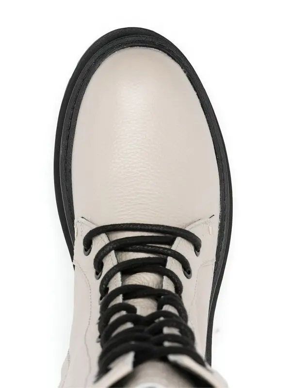 Calvin Klein Lace-up Leather Platform Boots - Neutrals