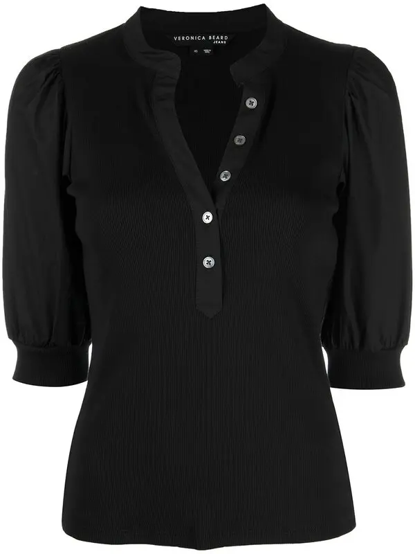 Veronica Beard Coralee Button-up Top - Black