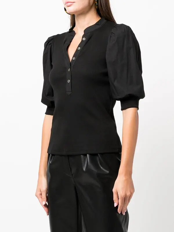 Veronica Beard Coralee Button-up Top - Black