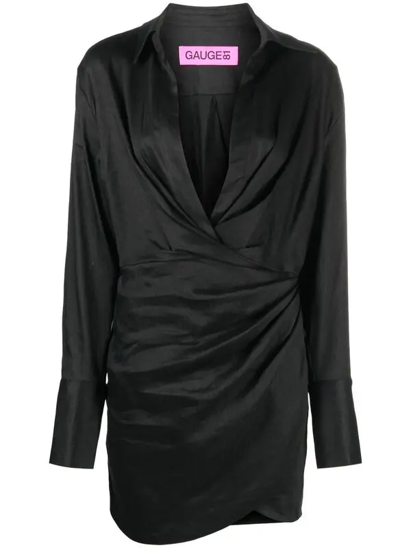 Gauge81 Naha Draped Mini Shirt Dress - Black