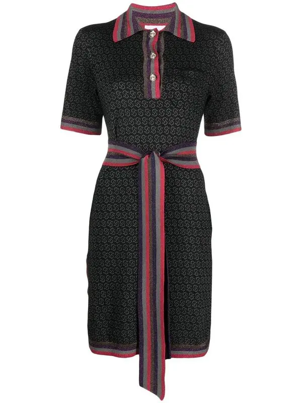 FERRAGAMO Monogram Tie-waist Knitted Dress