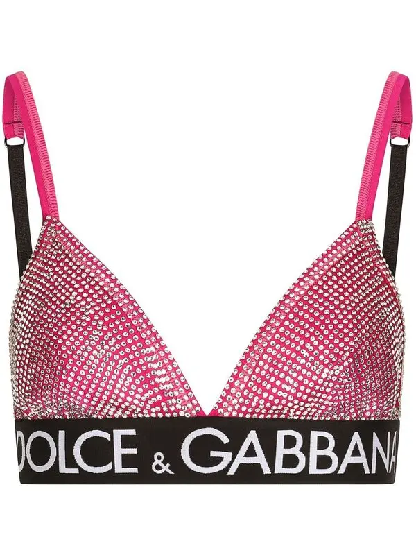 Dolce & Gabbana Crystal-embellished Bralette - Pink