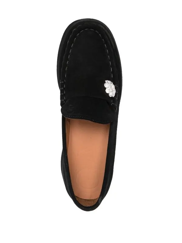 GANNI Crystal-button Suede Loafers