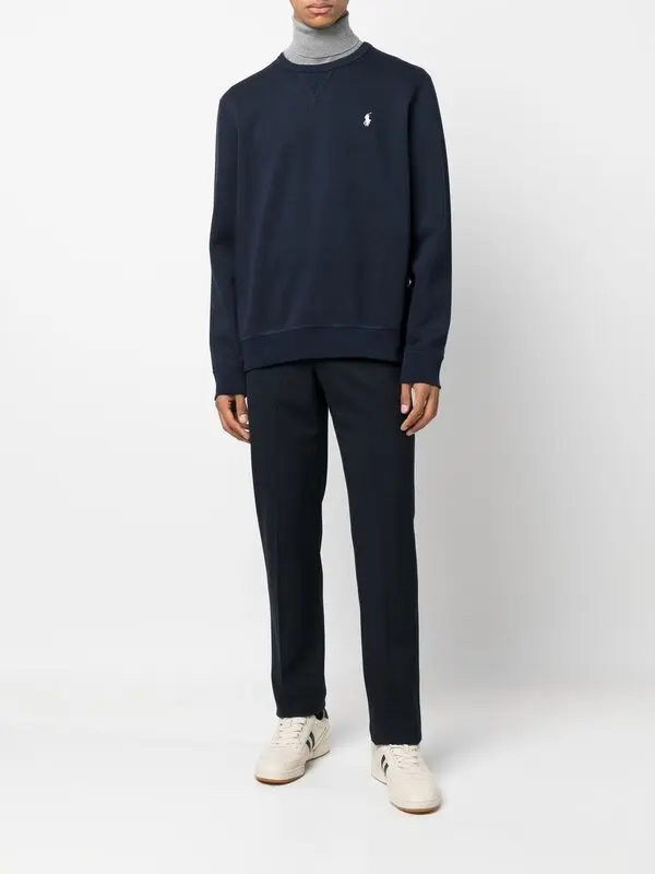 Polo Ralph Lauren Embroidered-logo Crew Neck Jumper - Blue