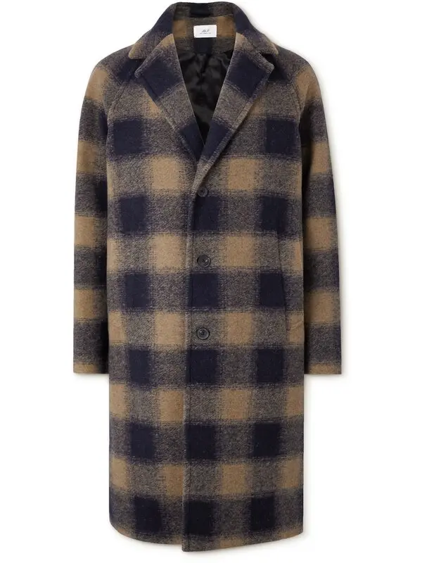 Mr P. Checked Wool-blend Felt Coat
