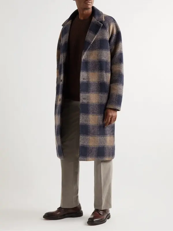 Mr P. Checked Wool-blend Felt Coat