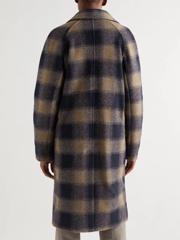 Mr P. Checked Wool-blend Felt Coat