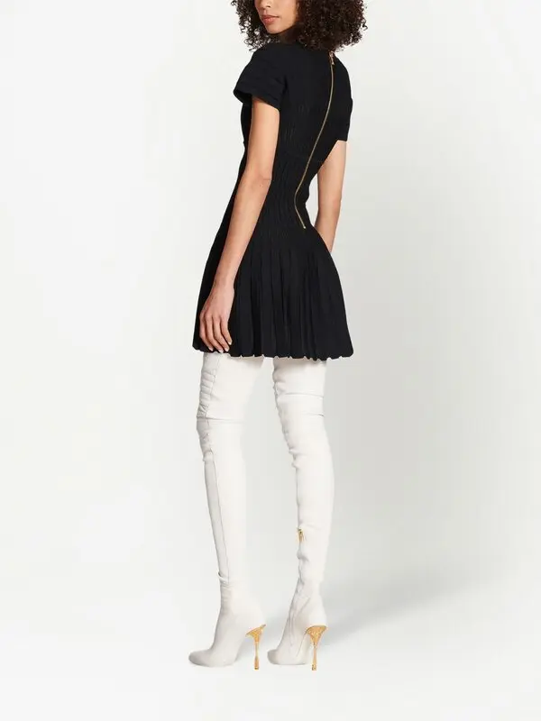 Balmain Pleated Mesh Mini Dress