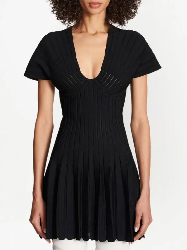 Balmain Pleated Mesh Mini Dress