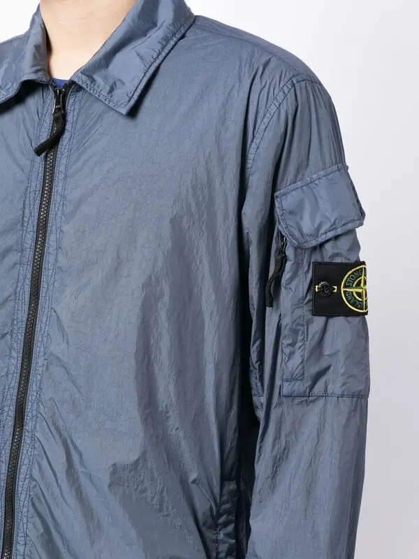 Stone Island Crinkled Compass-patch Shirt Jacket