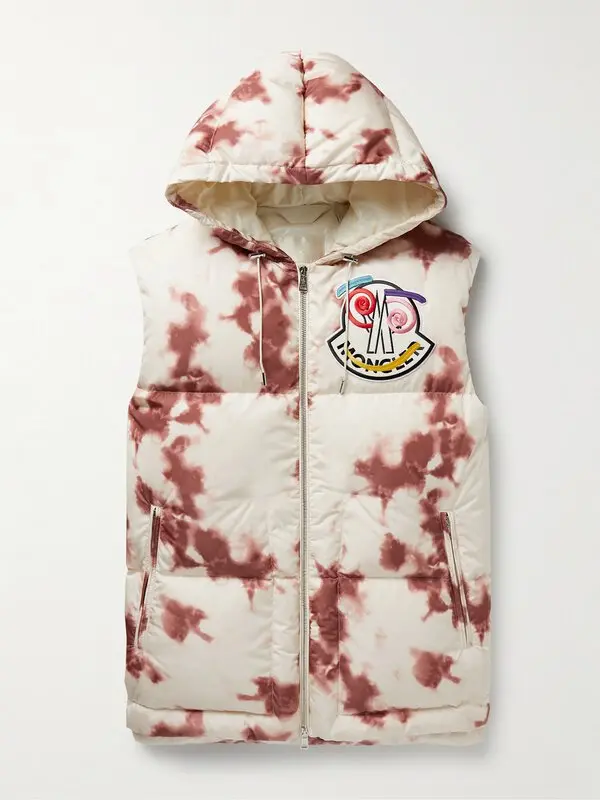 Moncler 1952 Tie-dyed Quilted Shell Hooded Gilet - Neutrals