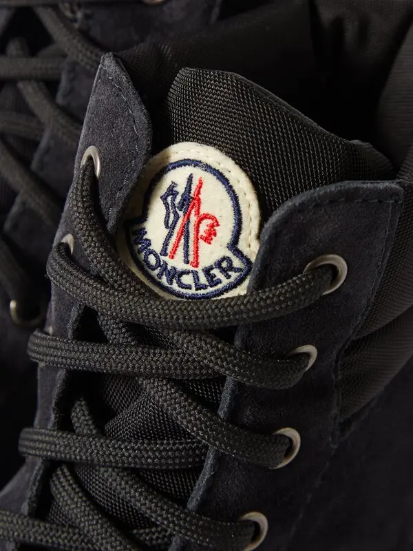 Moncler Canvas-trimmed Suede Boots - Blue