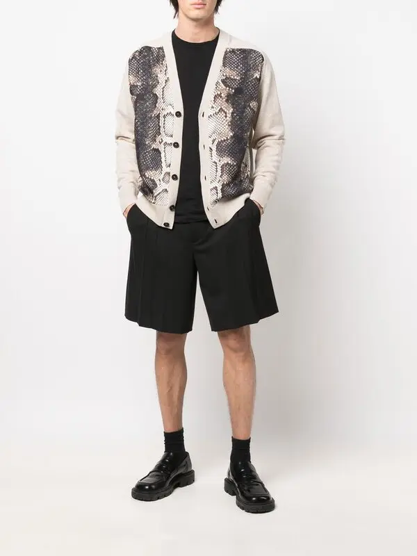 Roberto Cavalli Snakeskin-print Panelled Cardigan