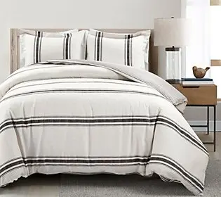 LUSH DECOR Farmhouse Stripe Rev. Duvet Cover Set K By - One-color