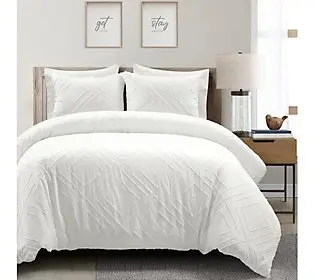 LUSH DECOR Diamond Clip Jacquard Duvet Cover Set White Kin G By - One-color