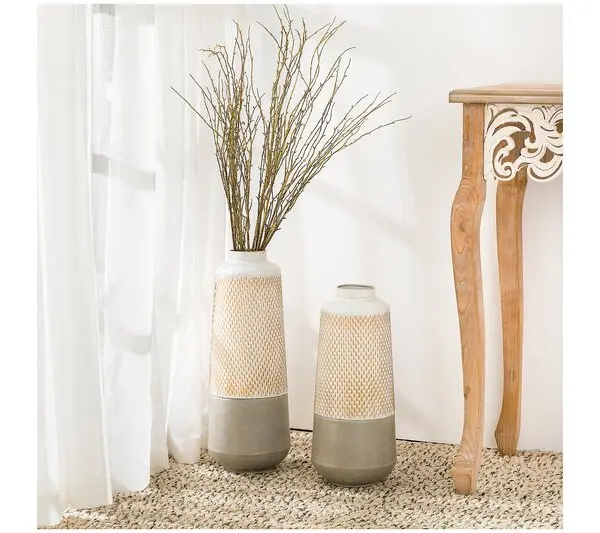 GLITZHOME Farmhouse Distressed Table Vases S/2