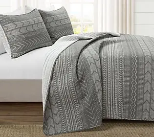 LUSH DECOR Hygge Geometric Oversized Quilt Set F/q By - One-color