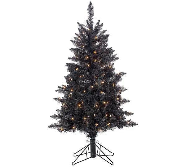 GERSON INTERNATIONAL 4' Black Tuscany Tinsel Tree W/150 Lights Ge Rson Co - One-color