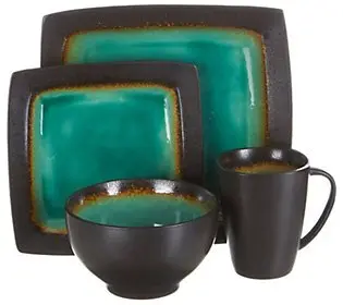 Gibson Ocean Paradise 16-piece Square Reactive Dinnerware Set - One-color