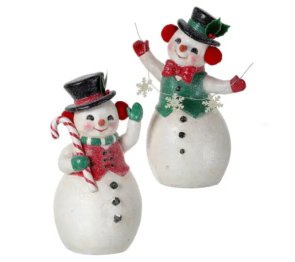 VALERIE PARR HILL 9' Retro Snowman Set Of 2 Valerie - One-color