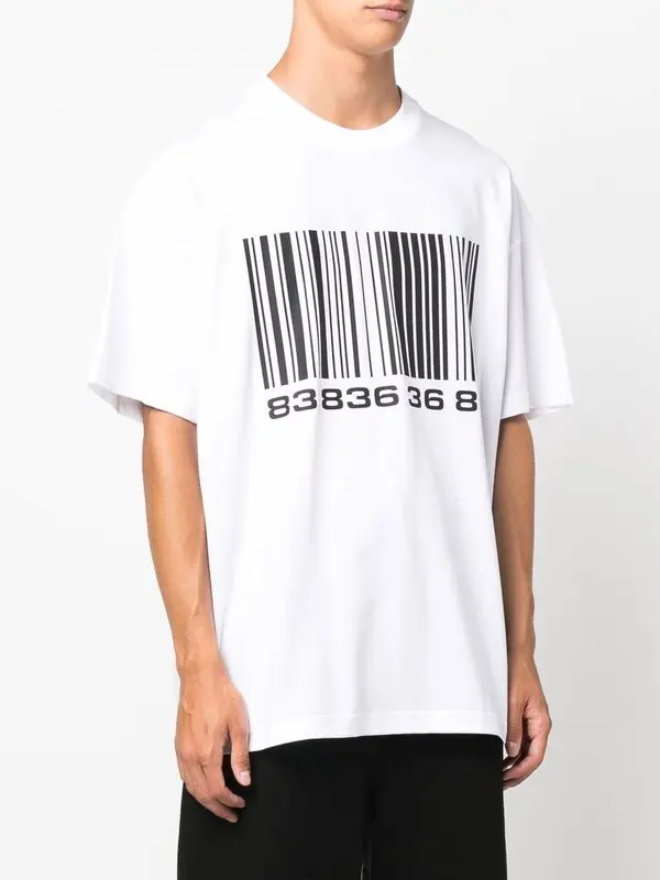 Vtmnts Barcode-Print T-Shirt In White - 54% Off | Editorialist