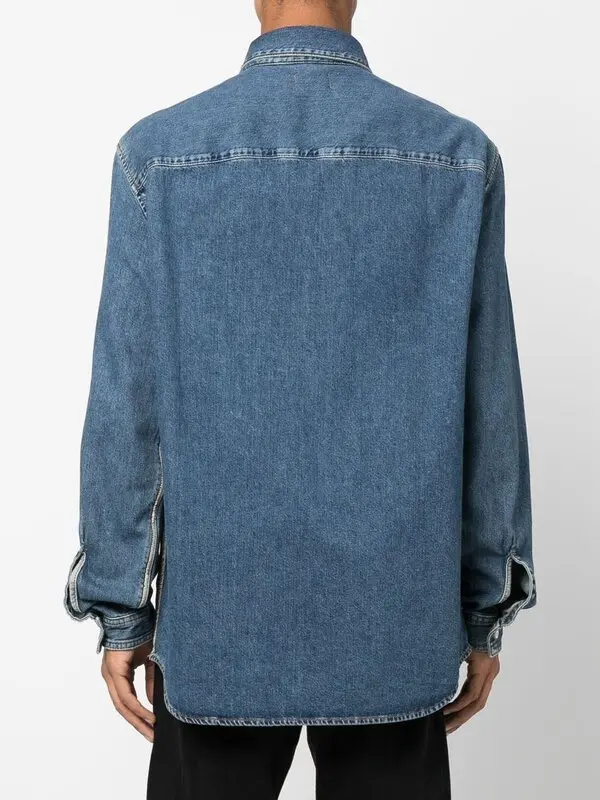 DIESEL® Logo-embroidered Denim Shirt - Blue