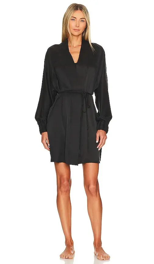 Lunya Washable Silk Robe In Black - Immersed Black