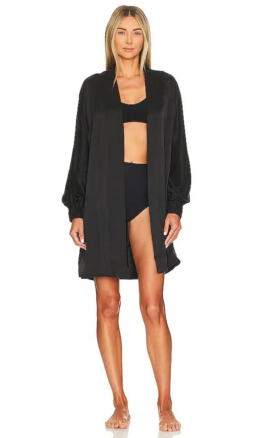 Lunya Washable Silk Robe In Black - Immersed Black