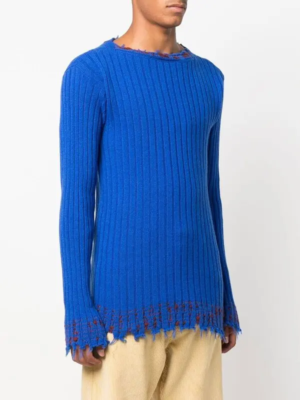 Marni Ribbed Frayed-hem Jumper