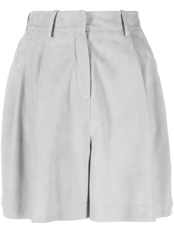 Fabiana Filippi Suede High-waisted Pleated Shorts