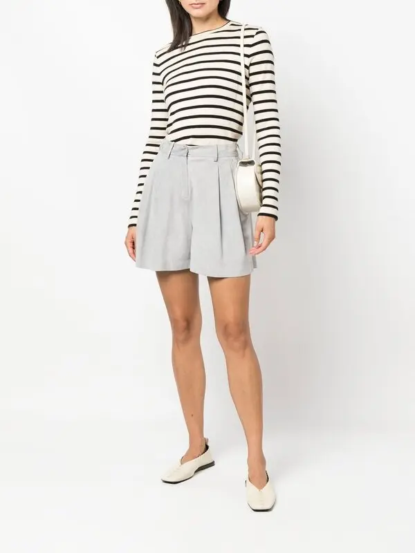 Fabiana Filippi Suede High-waisted Pleated Shorts