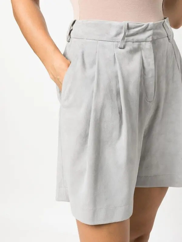 Fabiana Filippi Suede High-waisted Pleated Shorts