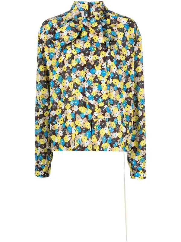Plan C Floral Print Silk Shirt