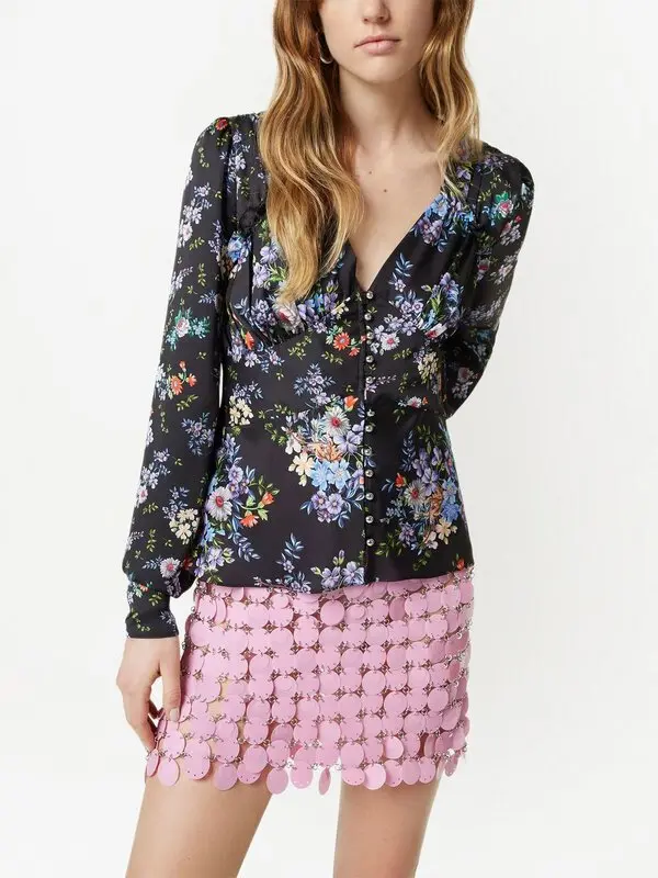 Rabanne Floral-print Silk Shirt