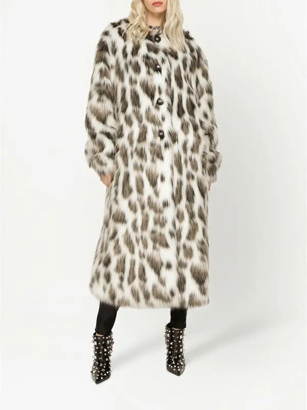 Dolce & Gabbana Leopard-print Faux-fur Mid-length Coat