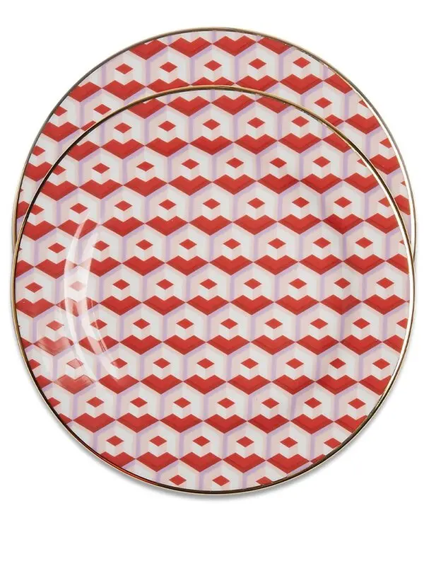 La DoubleJ Cubi Rosso Dessert Plate - Red