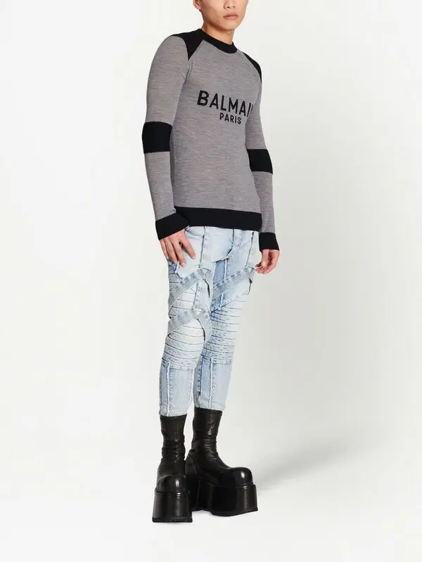 Balmain Fine-knit Jacquard-logo Jumper