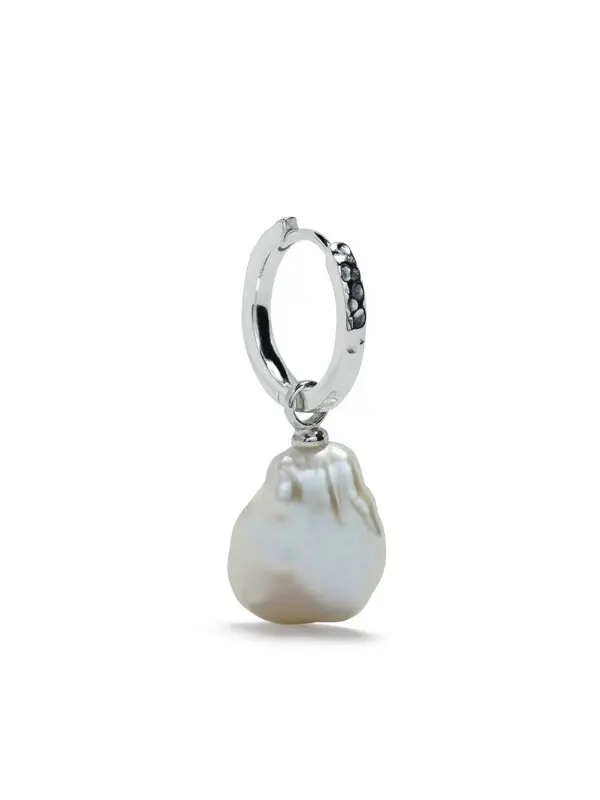 DOWER AND HALL Pear Pendant Hoop Earring - Silver